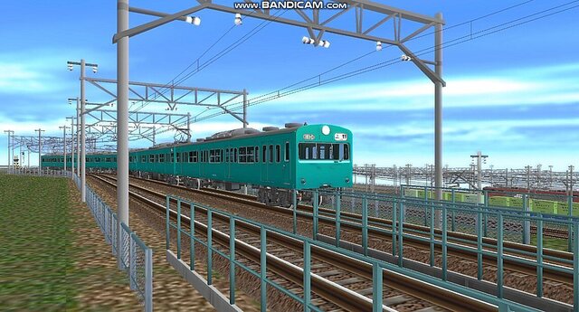 103系低運転台1灯式エメラルドグリーン色常磐線から: 鉄道模型シミュレータ―5で一人遊びだ。