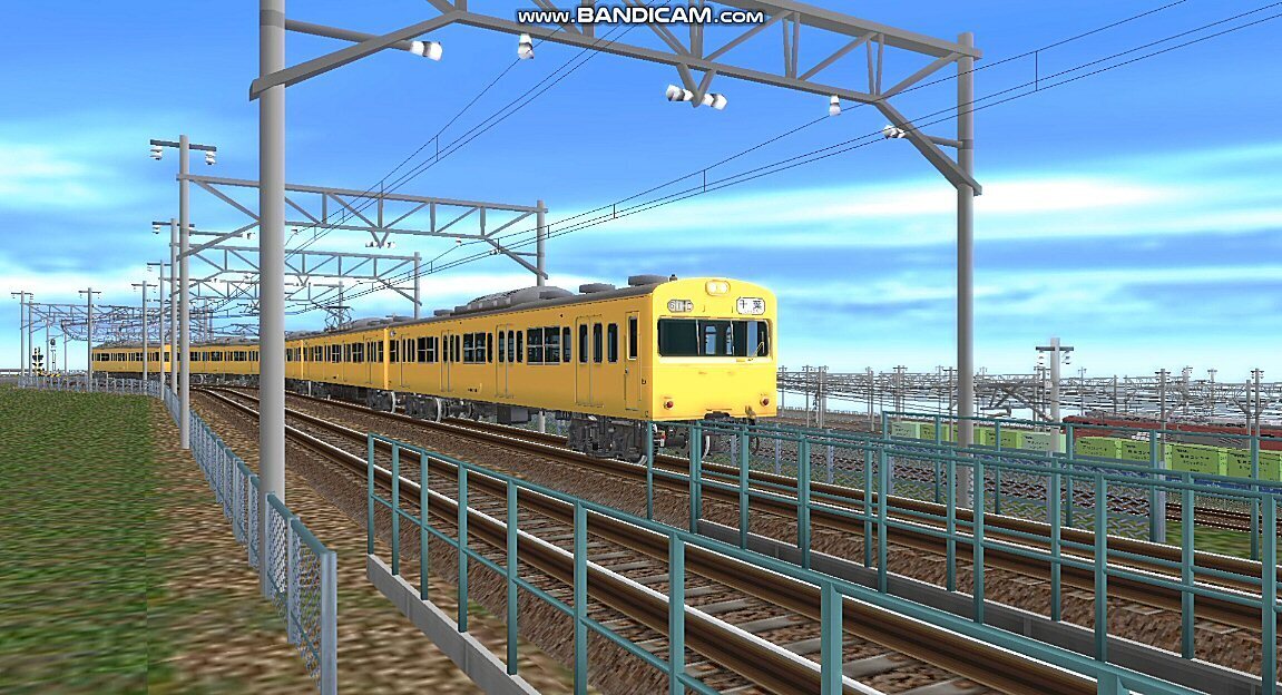 103系低運転台2灯式カナリア色総武線: 鉄道模型シミュレータ―5で一人遊びだ。