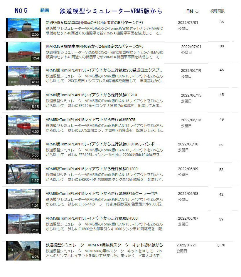 VRM5版マイYouTube動画から2: 鉄道模型シミュレータ―5で一人遊びだ。