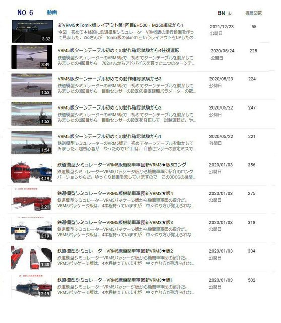 VRM5版マイYouTube動画から1: 鉄道模型シミュレータ―5パッケージ版4本で